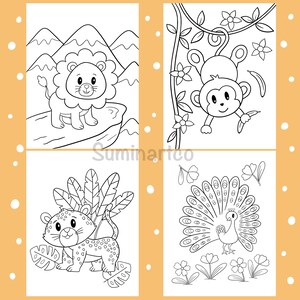 Safari Animals Coloring Pages PDF, Jungle Forest Nature Theme Bundle ...
