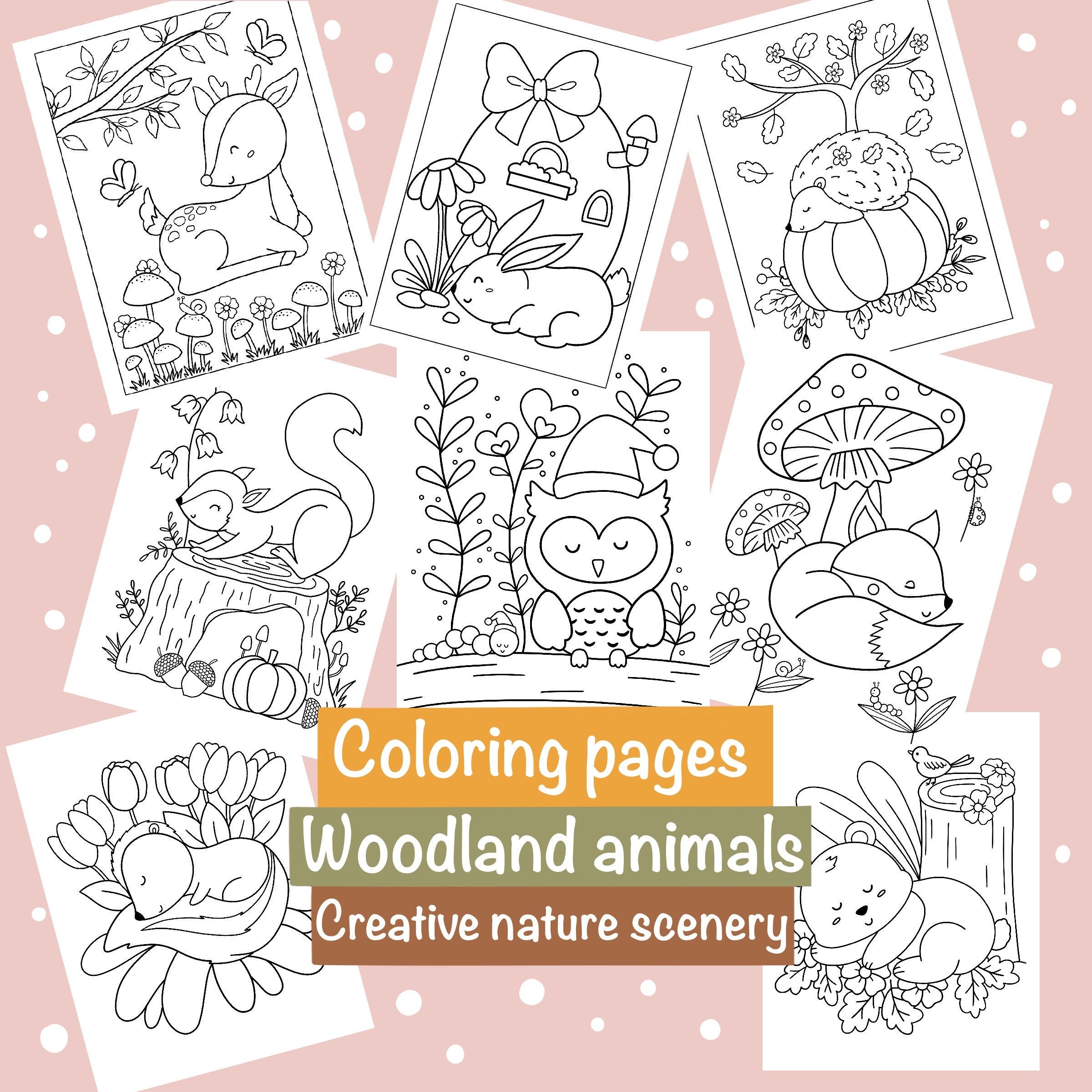 Printable Coloring Pages Pdf, Cute Woodland Animals, Forest Nature ...