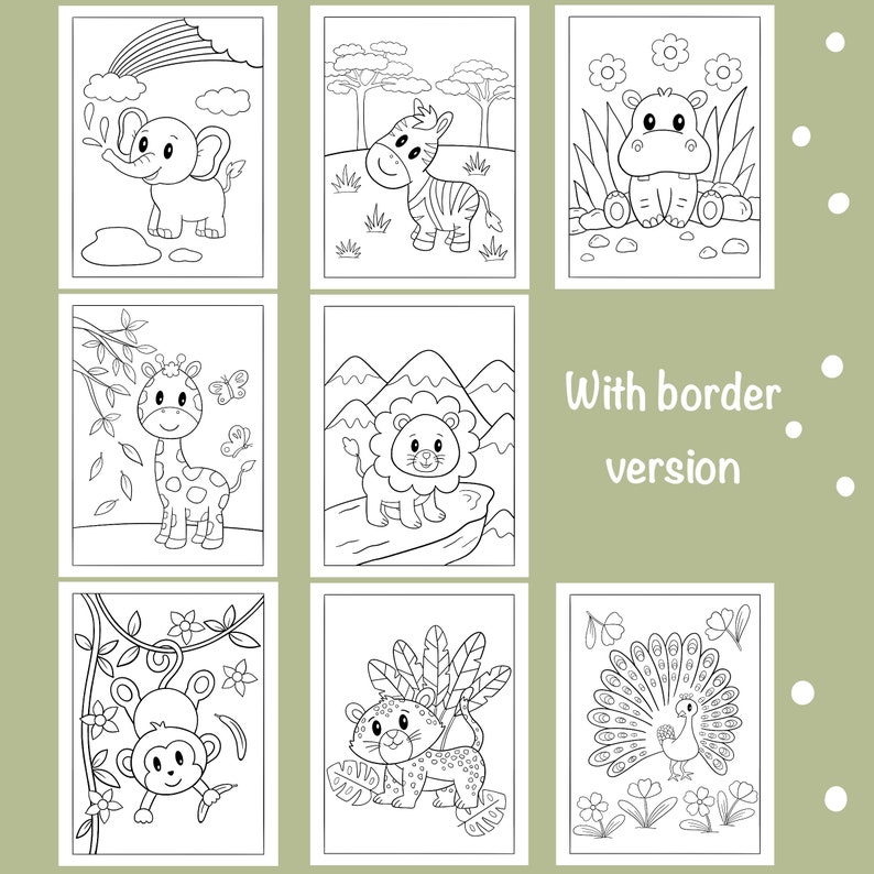 Safari Animals Coloring Pages PDF, Jungle Forest Nature Theme Bundle ...