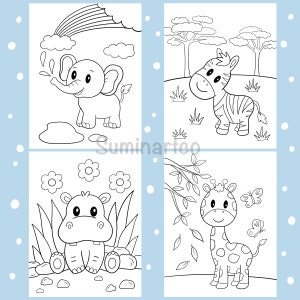 Safari Animals Coloring Pages PDF, Jungle Forest Nature Theme Bundle ...