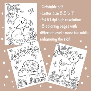 Woodland Animals Coloring Pages PDF, Forest Jungle Nature Theme Bundle ...