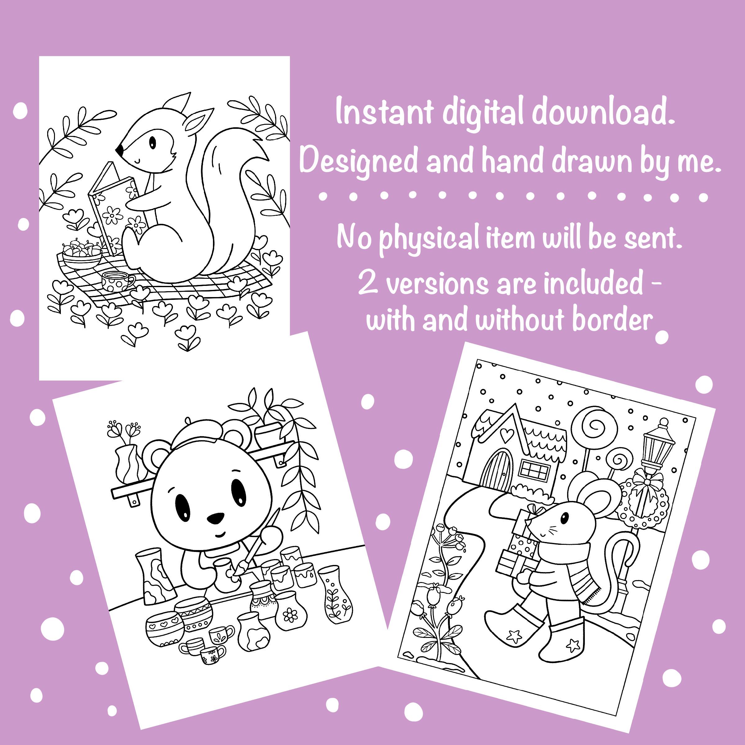 Printable Coloring Pages Pdf, Cute Woodland Animals, Cozy Comfy Days ...