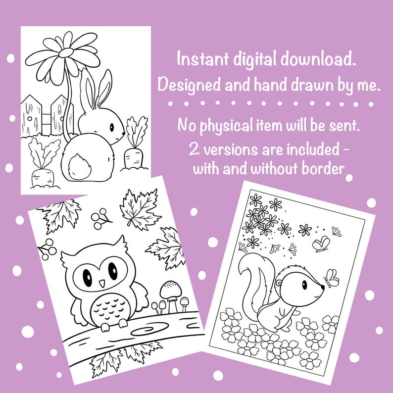 Woodland Animals Coloring Pages PDF, Forest Jungle Nature Theme Bundle ...