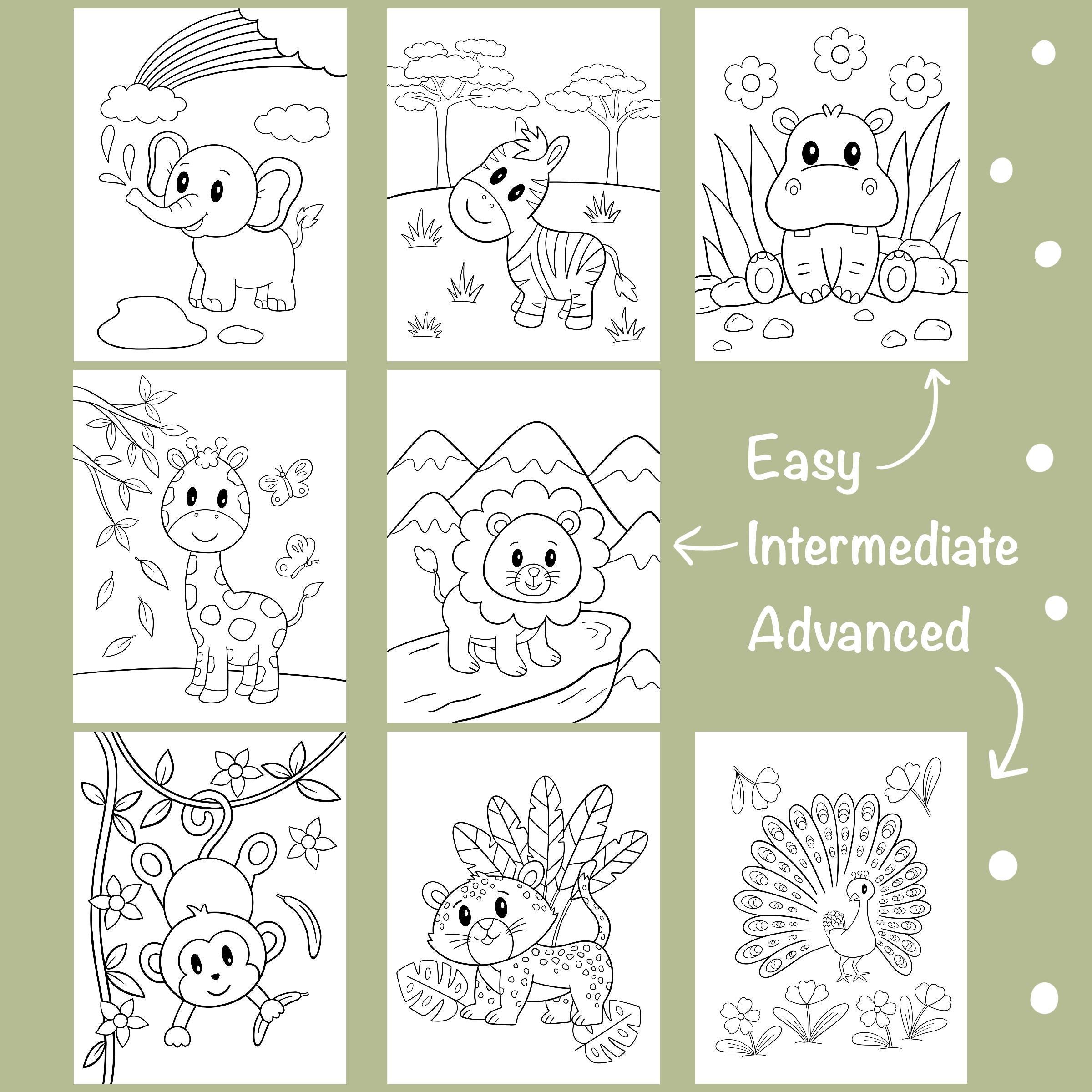 Safari Animals Coloring Pages PDF, Jungle Forest Nature Theme Bundle ...