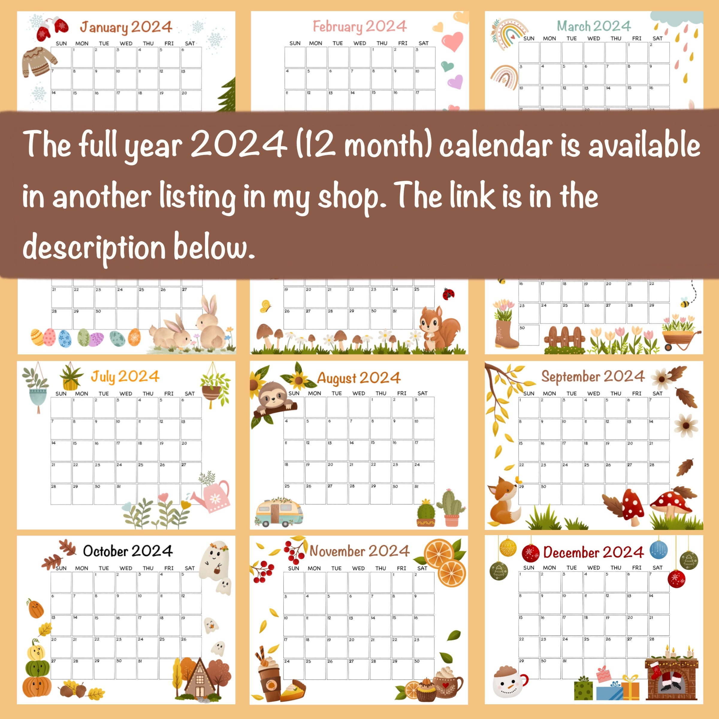 Printable Calendar October 2024, Monthly Cute Ghost Pumpkin Fall Autumn ...