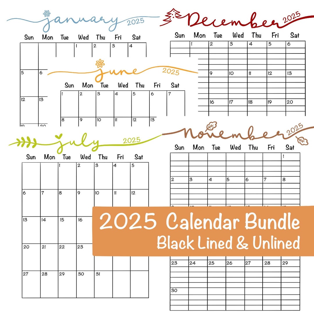 Calendar Planner Printable 2025 Bundle, Monthly Minimalist Pdf Template ...