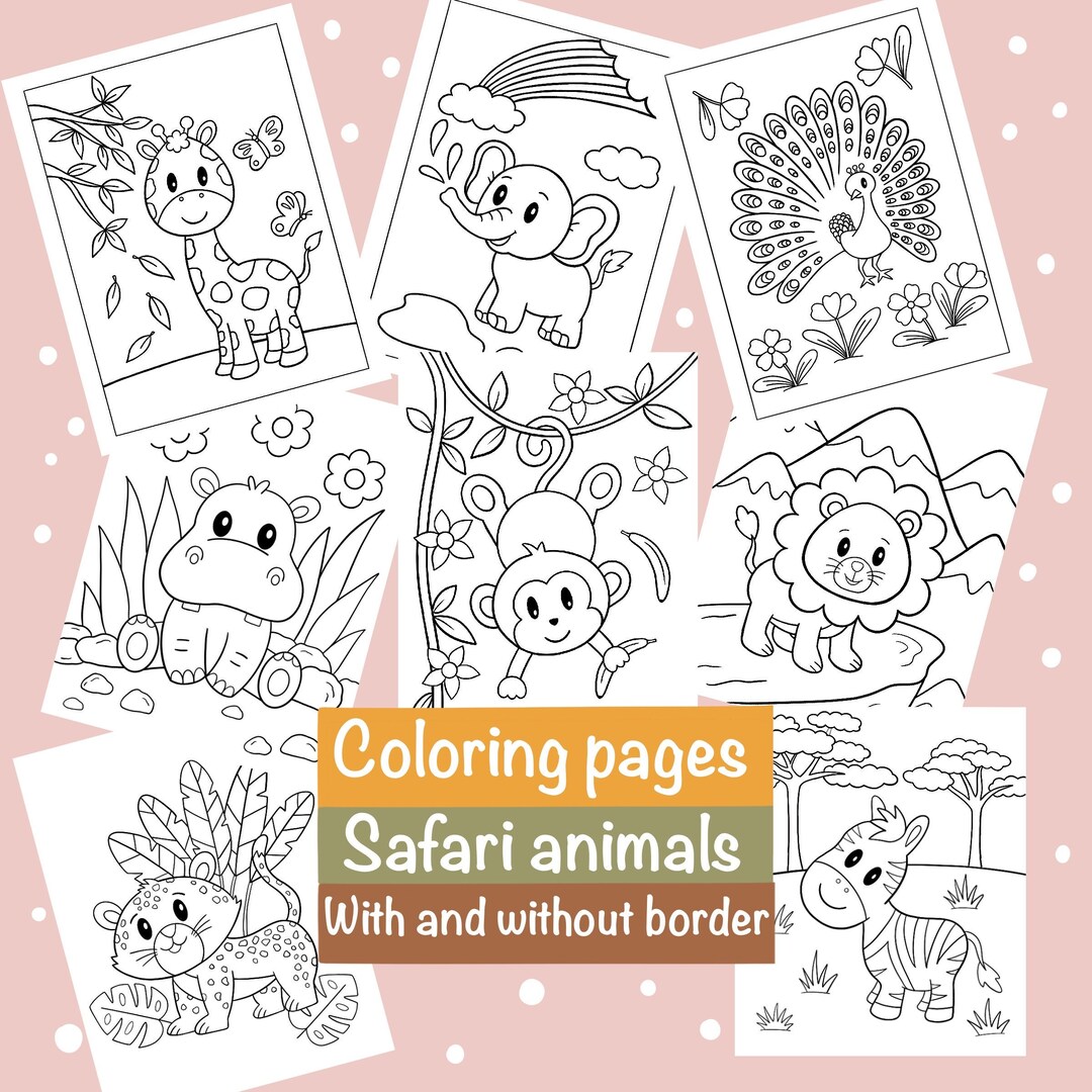 Safari Animals Coloring Pages PDF, Jungle Forest Nature Theme Bundle ...