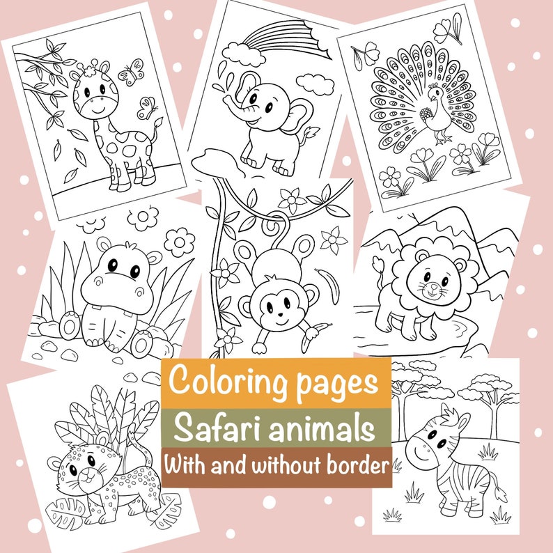Safari Animals Coloring Pages PDF, Jungle Forest Nature Theme Bundle ...