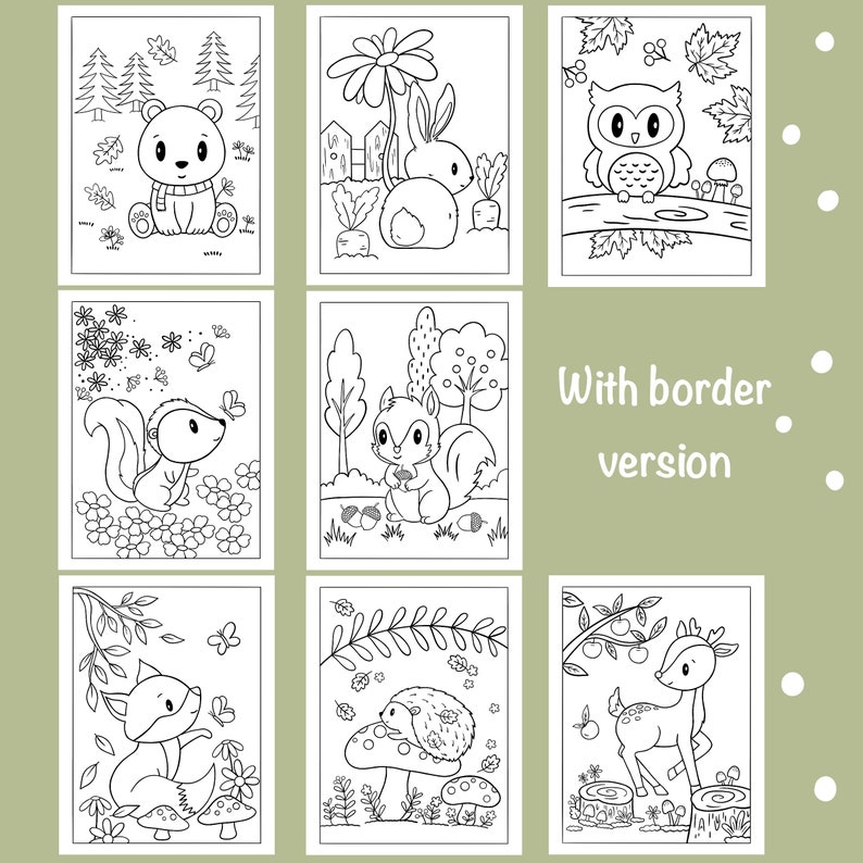 Woodland Animals Coloring Pages PDF, Forest Jungle Nature Theme Bundle ...