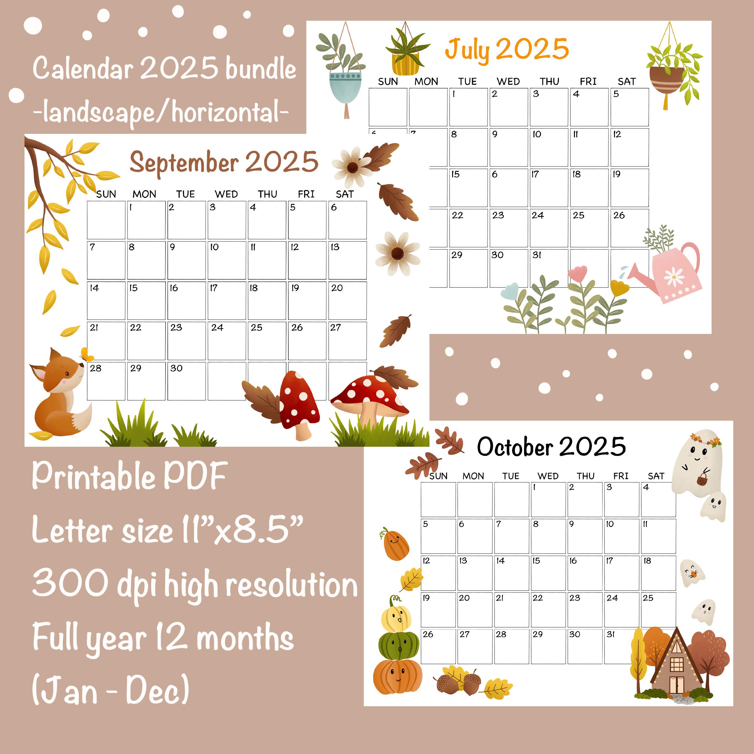 Printable Calendar 2025 Pdf, Monthly Cute Animal Home School Kids ...