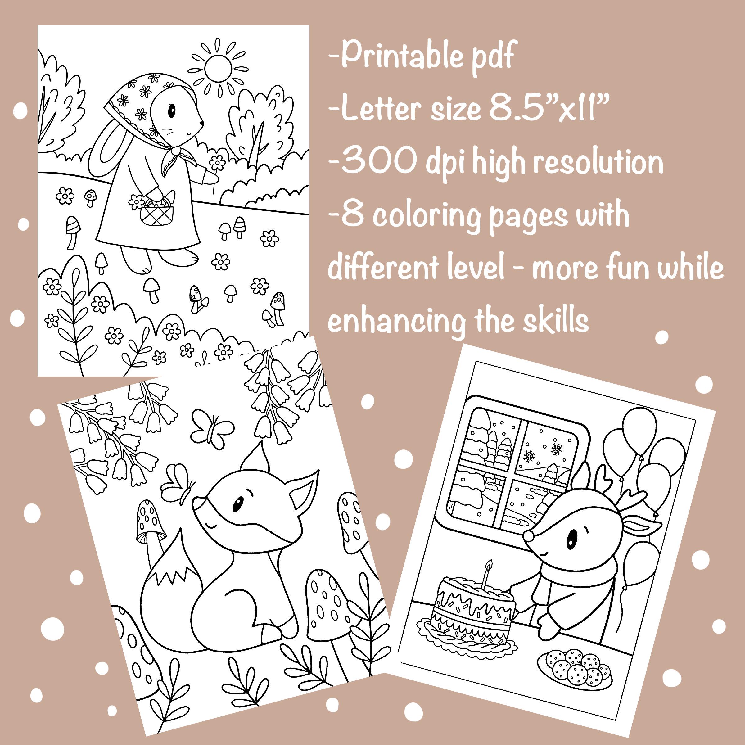 Printable Coloring Pages Pdf, Cute Woodland Animals, Cozy Comfy Days ...