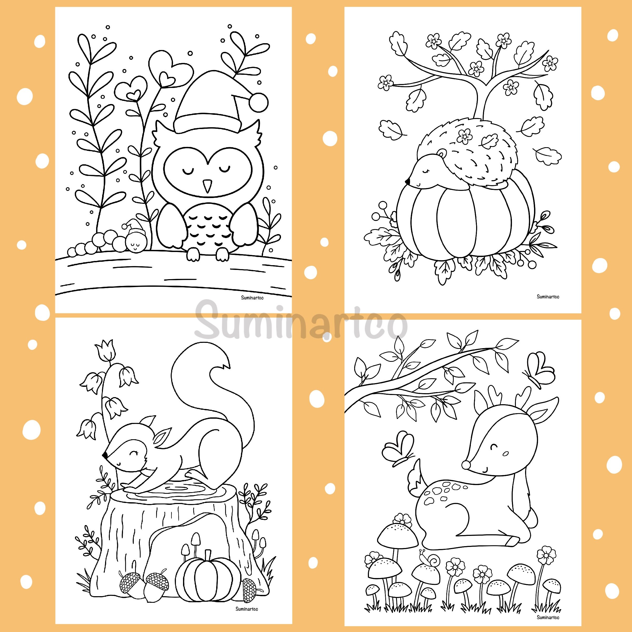 Printable Coloring Pages Pdf, Cute Woodland Animals, Forest Nature ...