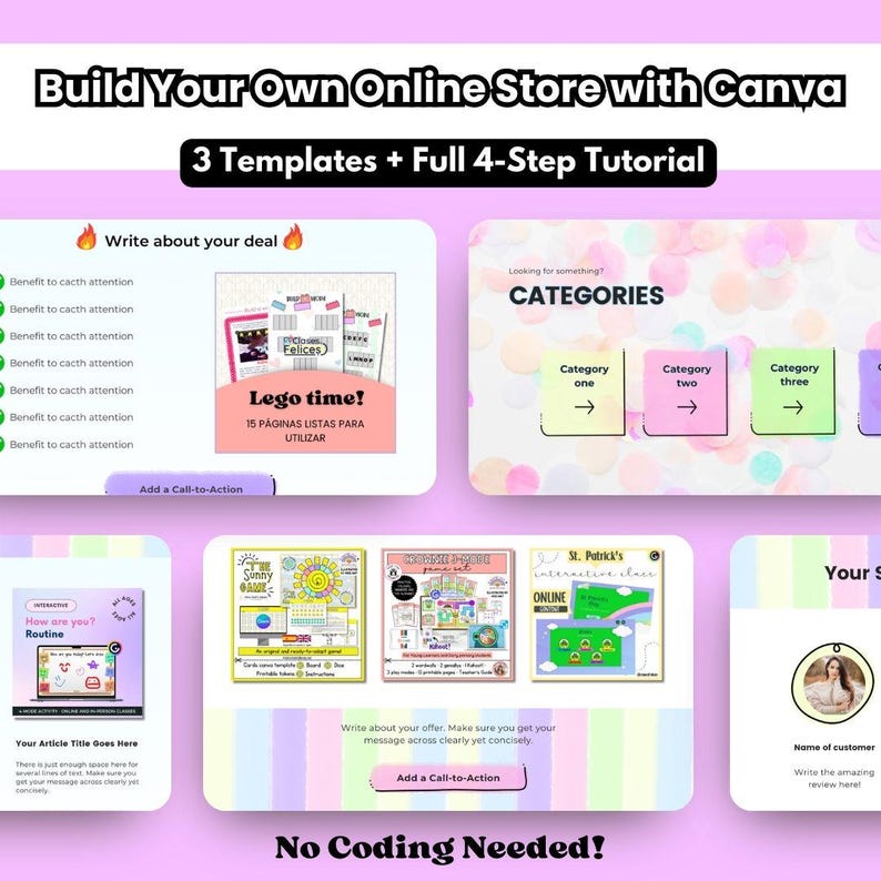 Canva Store Website Template - Watercolor Edition| Multi-page Canva ...