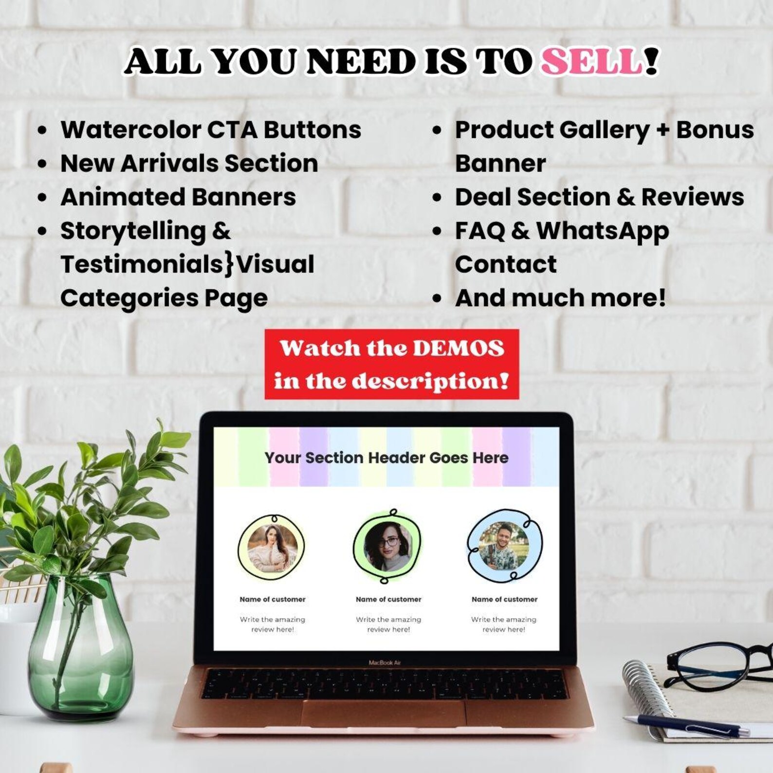 Canva Store Website Template - Watercolor Edition| Multi-page Canva ...
