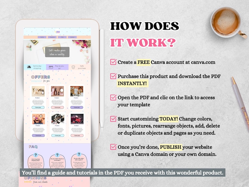 Pastel Online Store Canva Website Template | E-commerce Design for ...