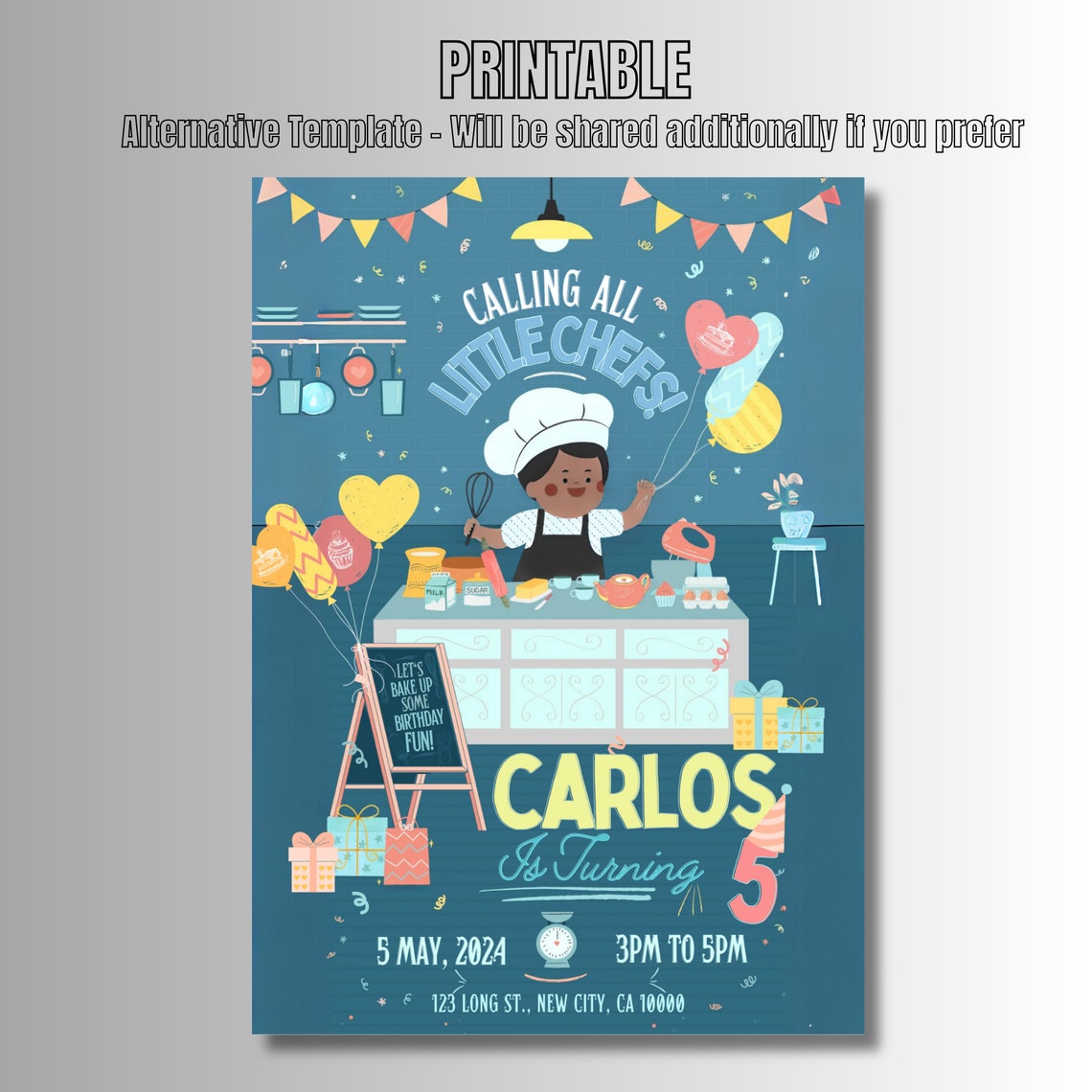 Baking Kids Birthday Party Invitation, Cooking Boys Party Invite ...