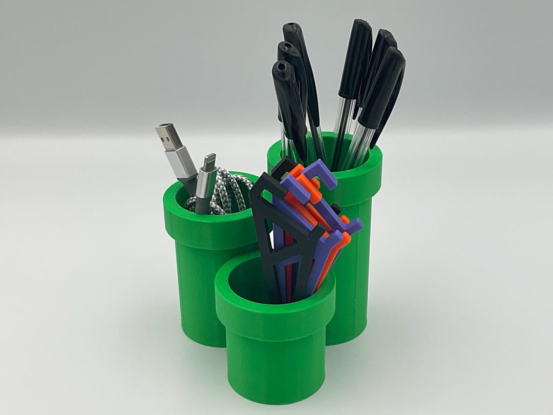 Mario Warp Pipes 3pcs Nintendo Item Holder - Rigid Plastic Novelty Desk ...