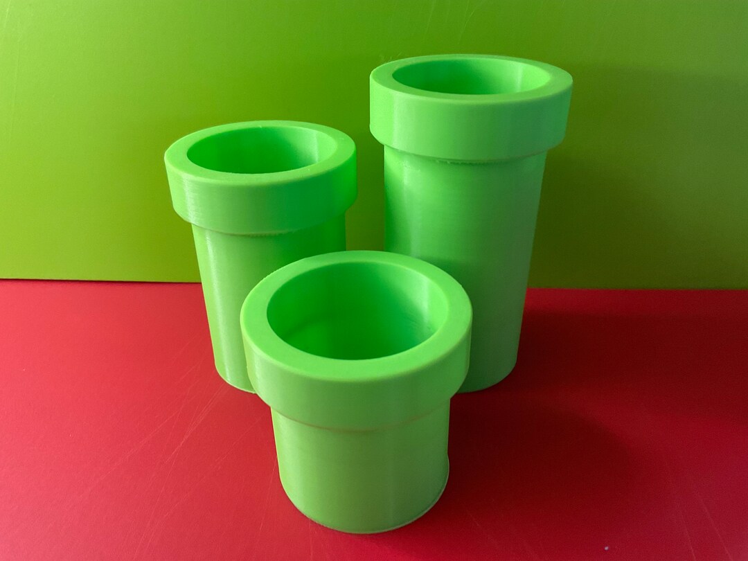 Mario Warp Pipes 3pcs Nintendo Item Holder - Rigid Plastic Novelty Desk ...