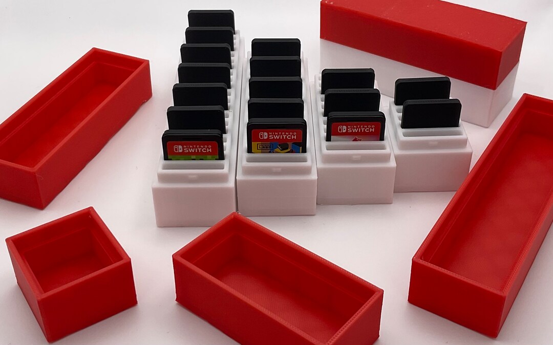 Nintendo Switch Game Cartridge Box Storage Holder Red and White Varied ...