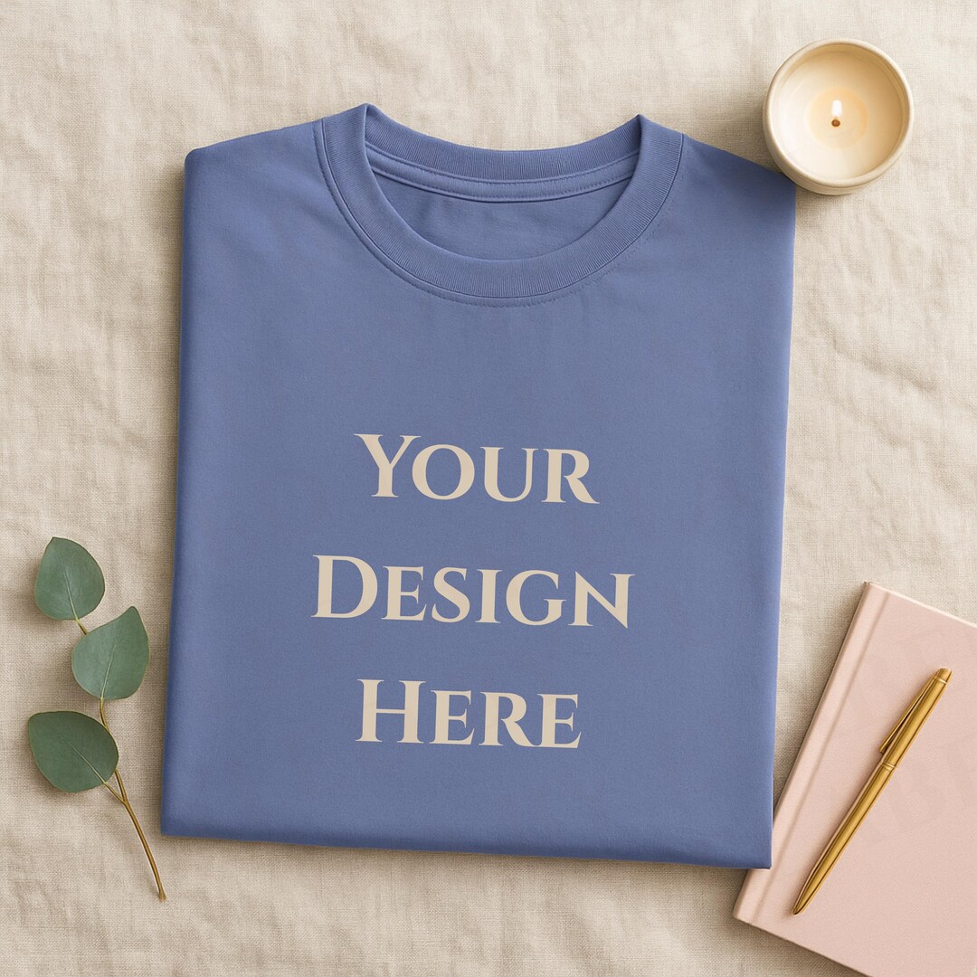 Comfort Colors 1717 Mystic Blue Mockup, Mystic Blue Shirt Folded Mockup ...