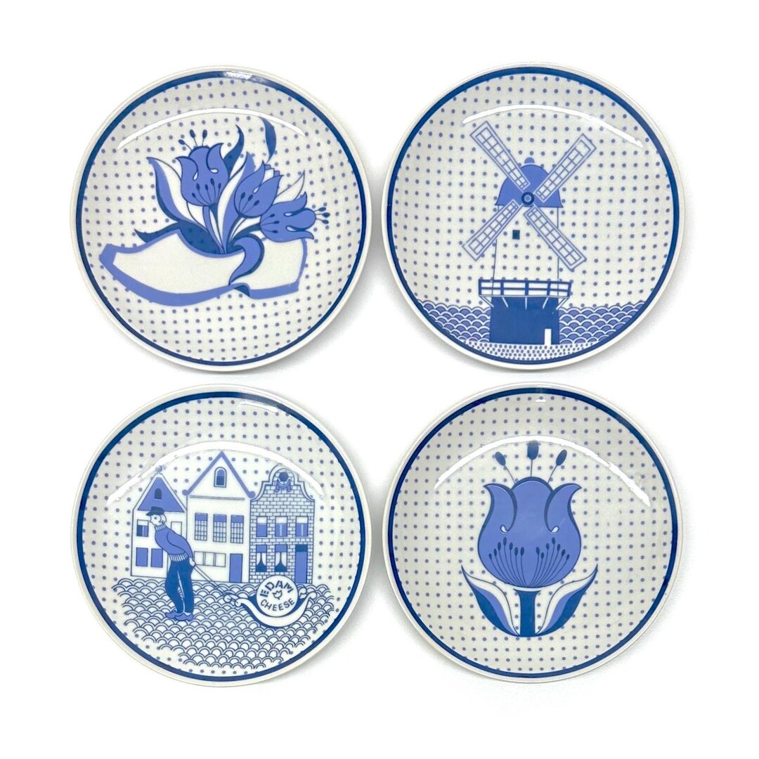 Vintage Blue and White Dutch Side Plates - Set of 4 - Etsy