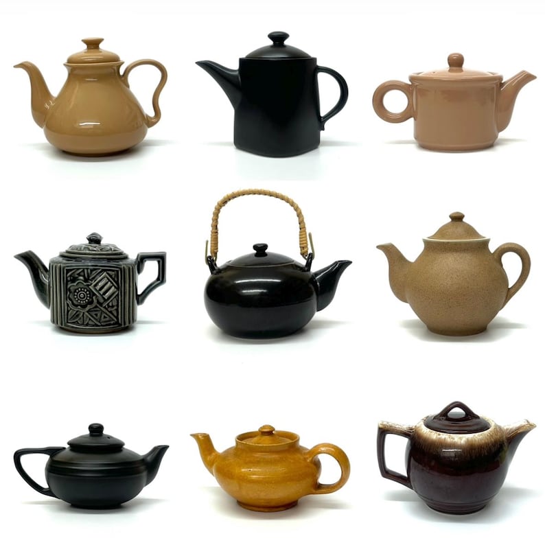 Assorted Earth-toned Vintage Teapots - Etsy