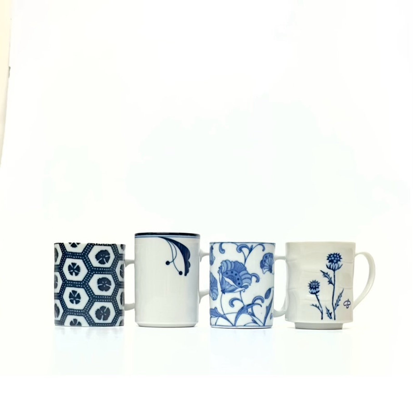 Vintage Assorted Blue and White Ceramic Mugs Group of 4 - Etsy