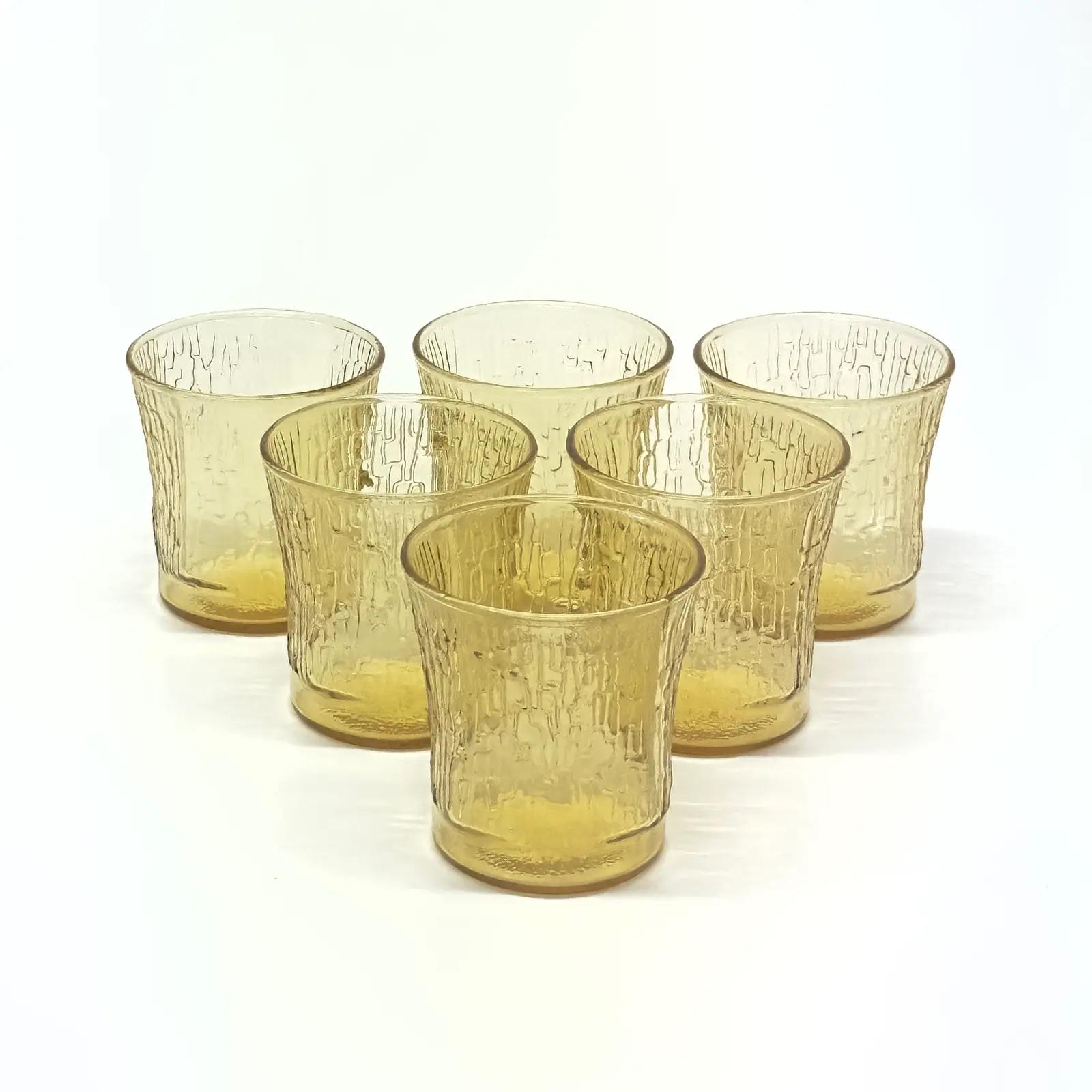 Mid 20th Century Yellow Textured Glass Tumblers - Set of 6 - Etsy