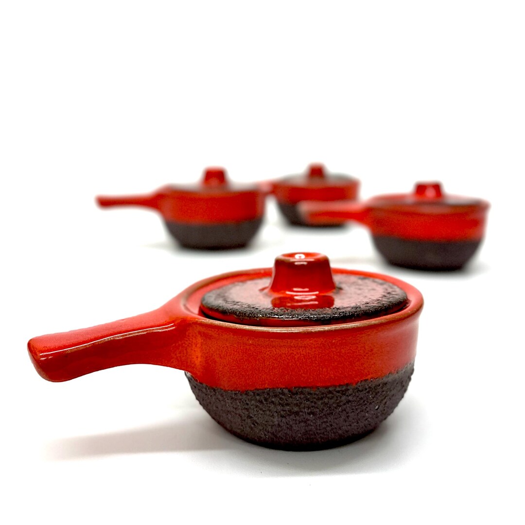 Mid-century West German Red Lava Crock Pots - Set of 4 - Etsy
