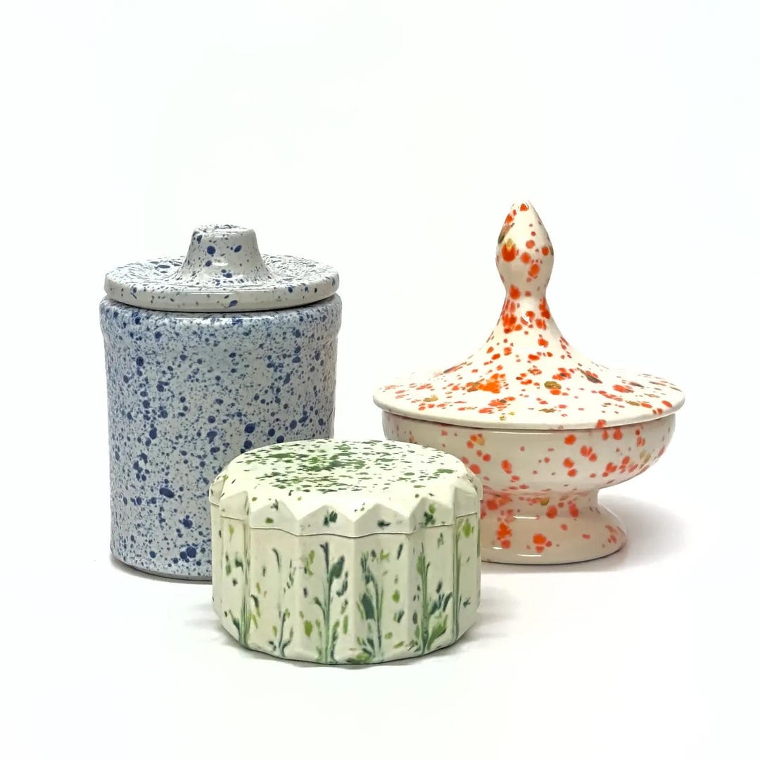 Vintage Ceramic Splatterware Container Curation - Group of 3 - Etsy