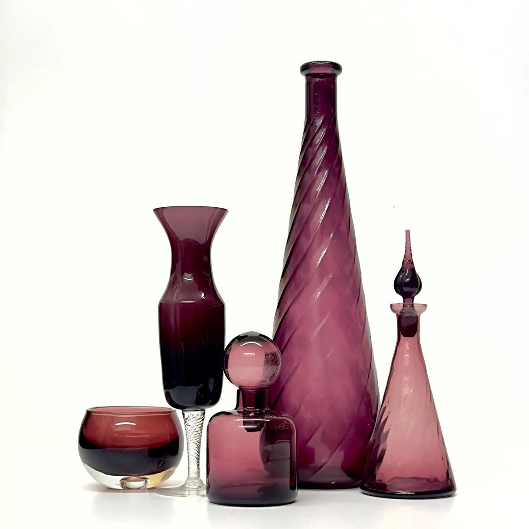 Vintage Amethyst Glass Vessel Curation - Group of 5 - Etsy