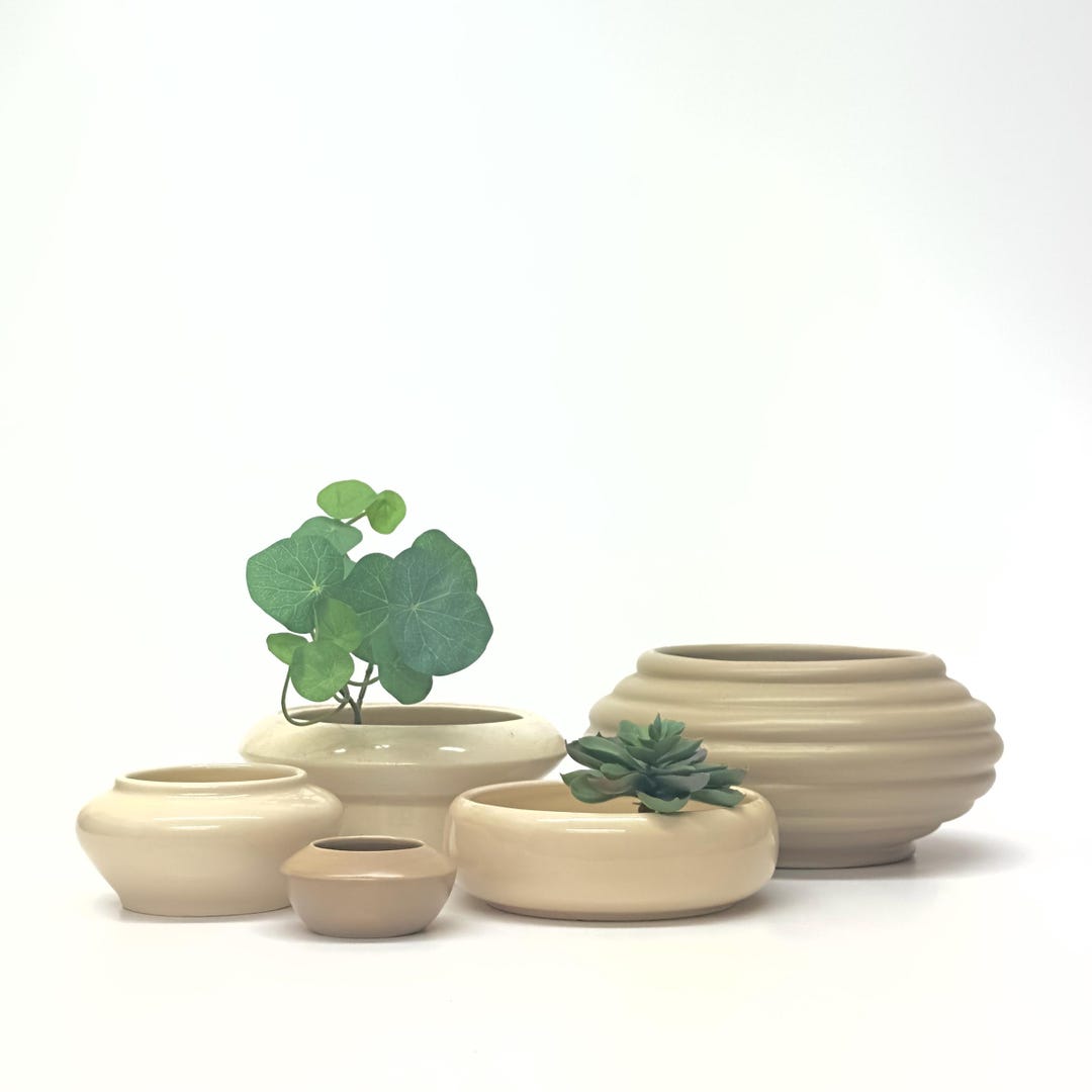 Vintage Mid Century Modern Bone and Beige Planters - Group of 5 - Etsy