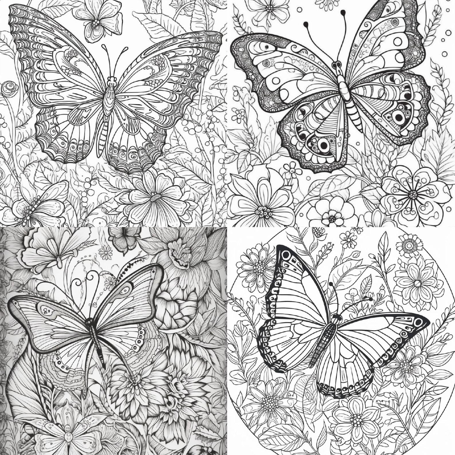 50+ Butterfly Coloring Book Pages Bundle - Adult, Children, Printable ...