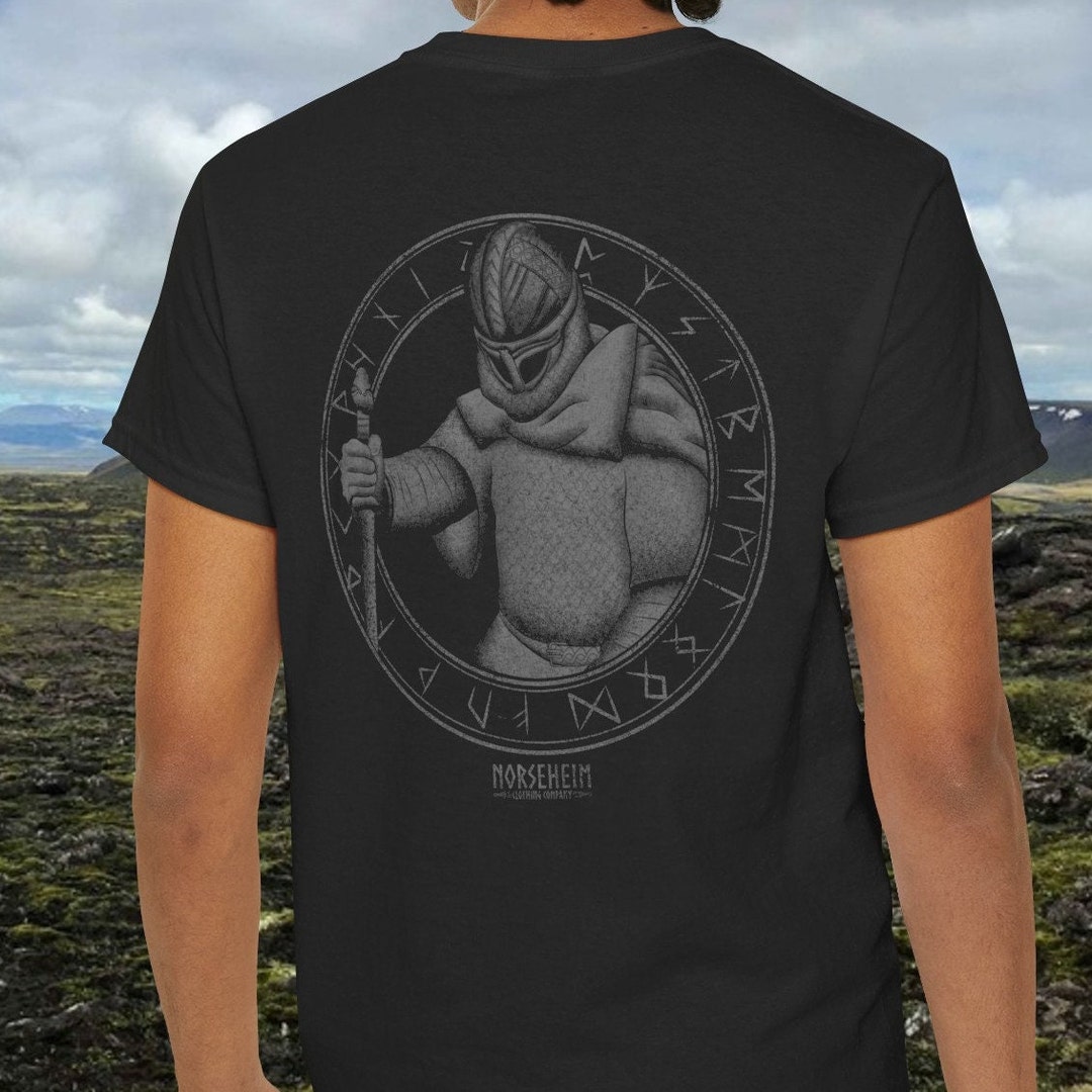 Solemn Viking Warrior Back Print Shirt Viking, Norse, Mythology, Historical, History, Gods ...