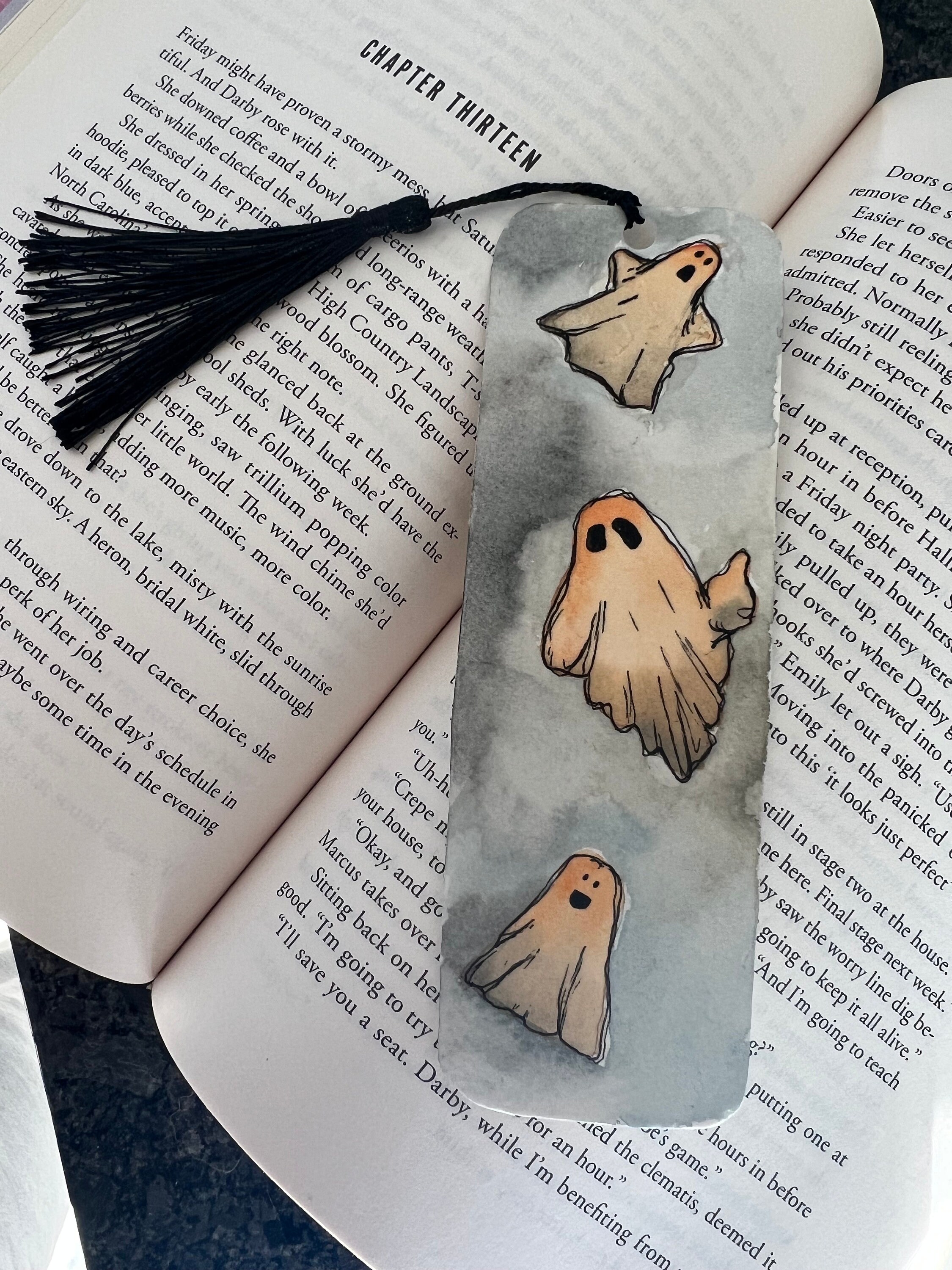 Original Hand Painted Watercolor Bookmark | Ghosts - Etsy