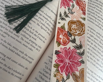 Original Hand Painted Watercolor, Lots of Books, Floral, Birthday Card ...