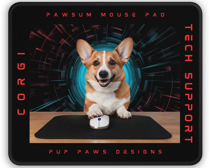 Custom Tricolor Corgi Mouse Pad / Kawaii Tri-color Corgi Dog Working ...