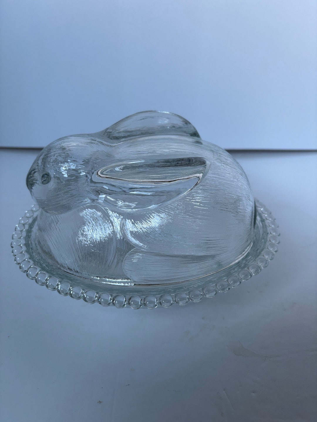 Indiana Glass Bunny Rabbit on Nest Crystal Clear Candy/trinket Dish ...