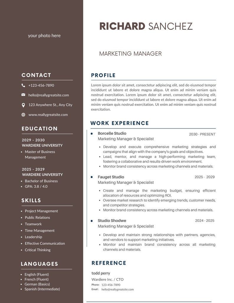 Minimalist Professional Resume Template - Etsy