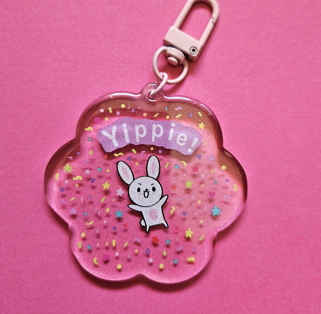 YIPPIE!! Keychain | Colorful Cute Kawaii Bunny Keychain - Etsy