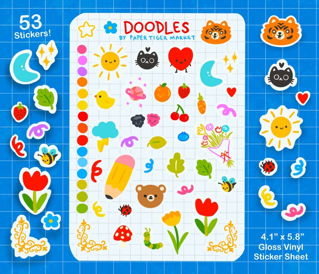 Doodle Sticker Sheet | Cute Stickers - Kawaii Stickers - Planner ...