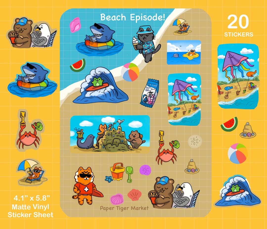 Beach Episode Sticker Sheet | Cute Stickers - Kawaii Stickers - Planner ...