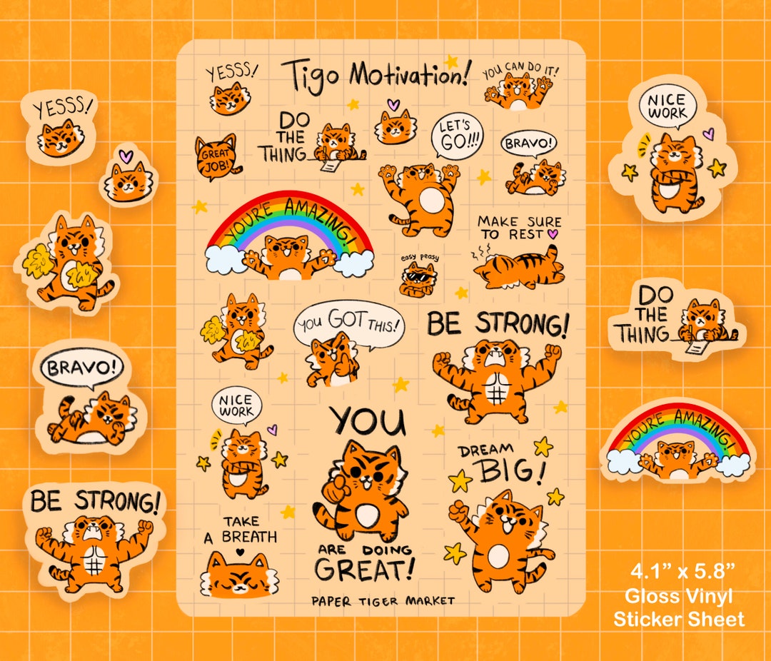 Tigo Motivation Sticker Sheet | Cute Stickers - Kawaii Stickers ...