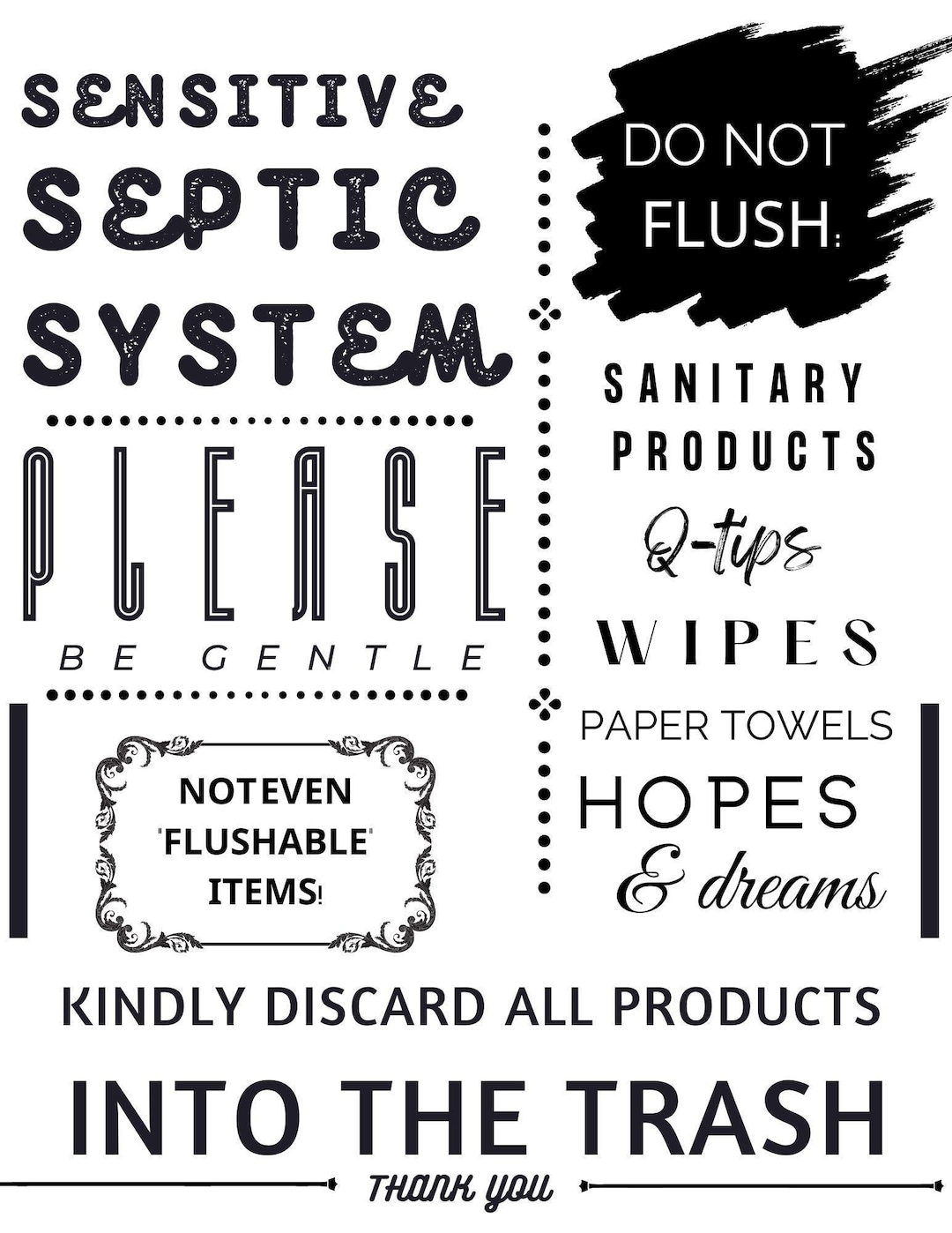 Bathroom Sign Sensitive Septic - Etsy