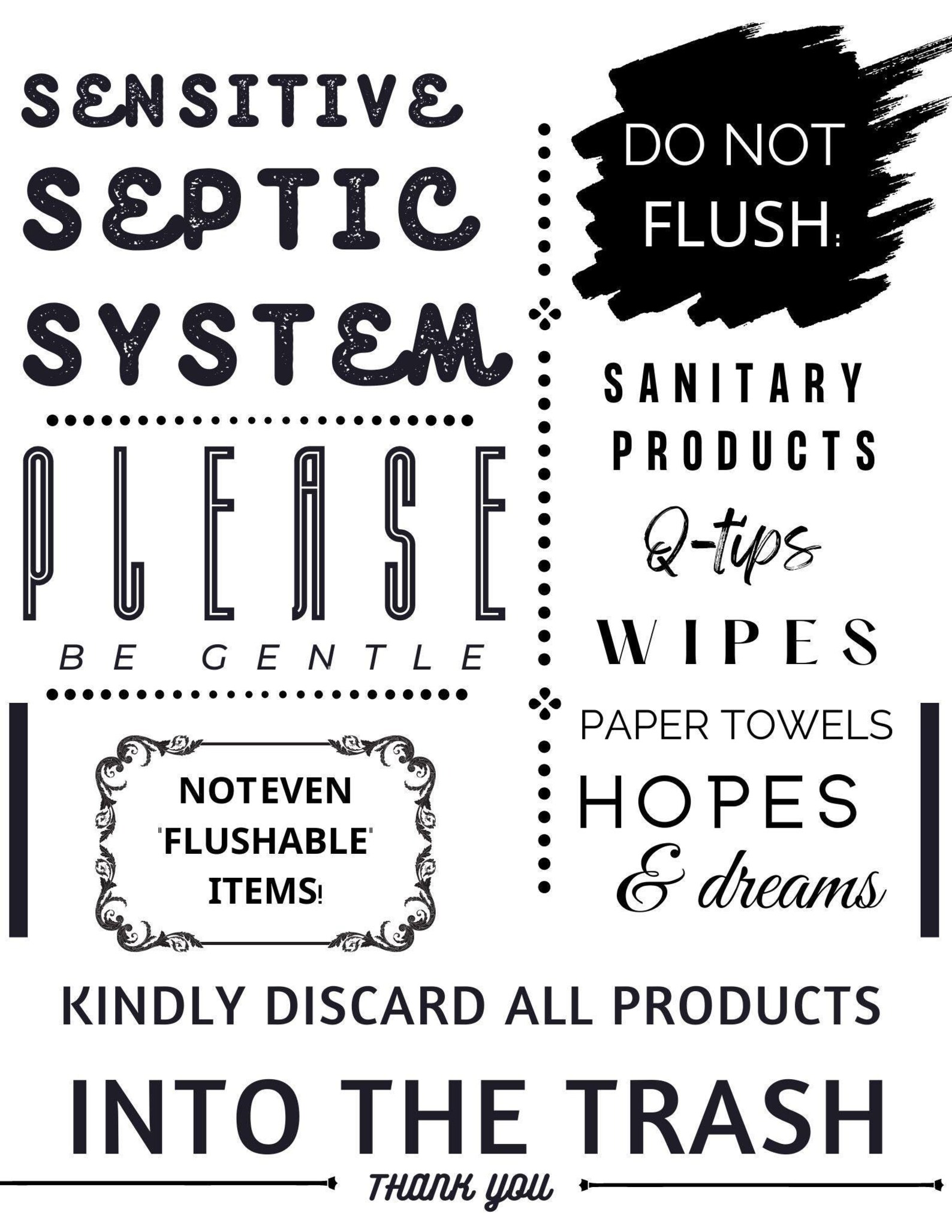 Bathroom Sign - Sensitive Septic - Etsy