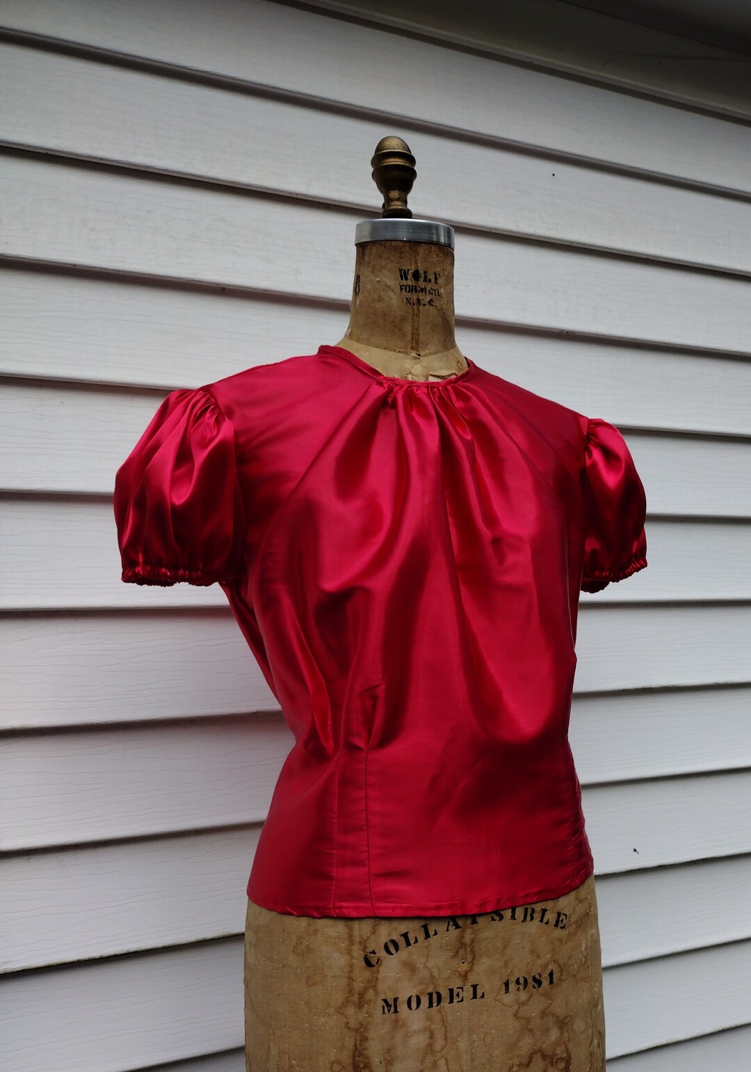 40s Style Red Vintage Satin Blouse Early 40s Snow White - Etsy
