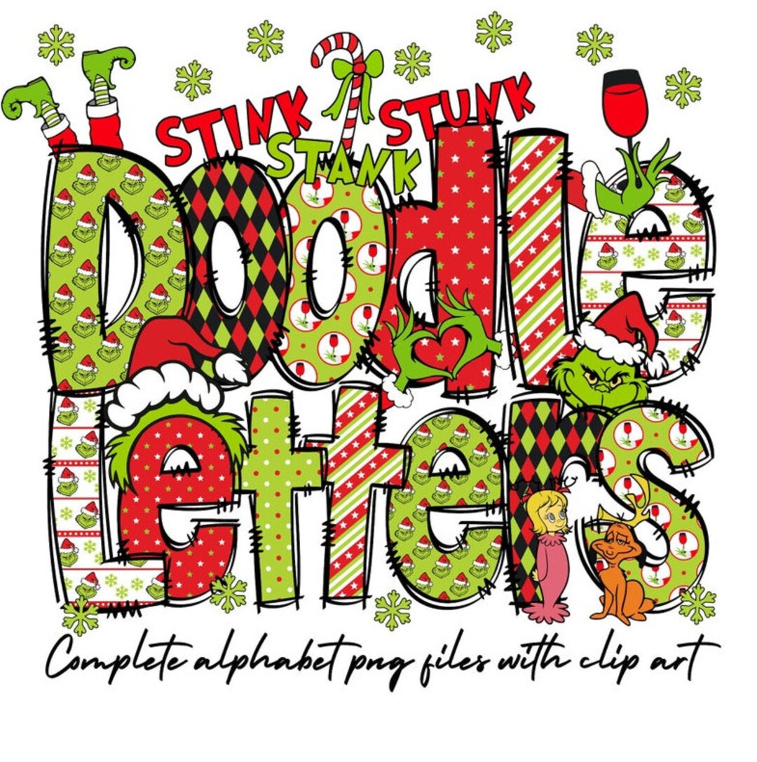 Christmas Doodle Letters and Clip Art & Numbers Uppercase - Etsy