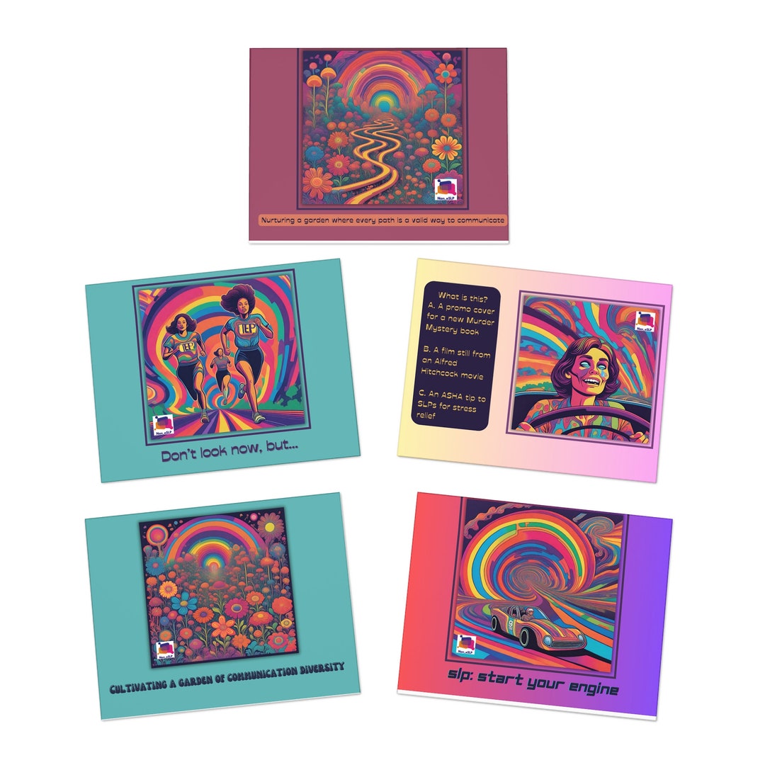 SLP Greeting Cards: Set 2 Psychedelic Style (5-pack) - Etsy