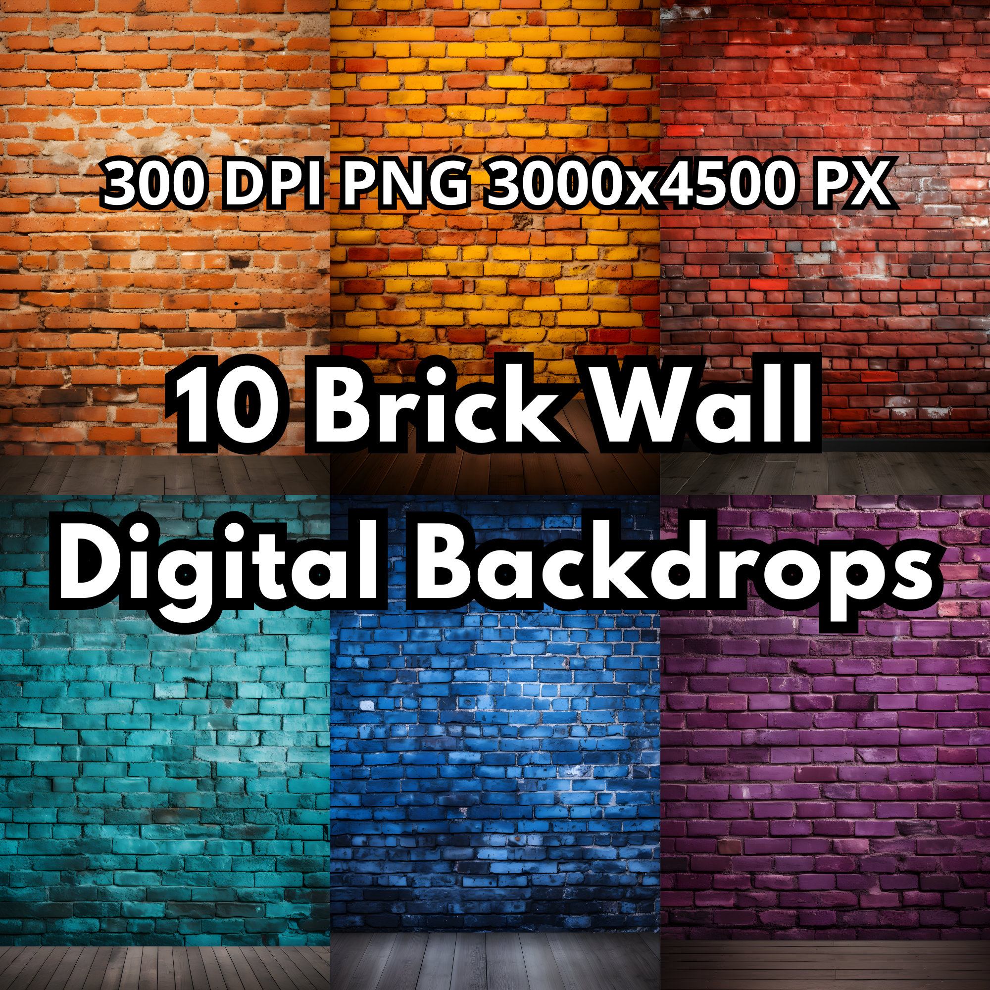 Digital Backdrop, Brick Wall Backgrounds, Portrait Overlays, Person ...