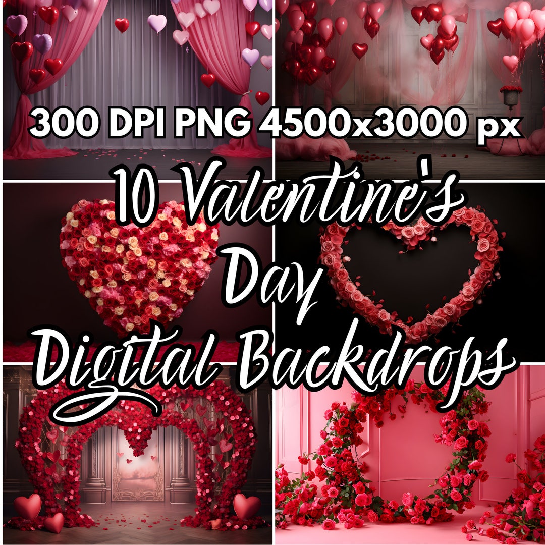 Digital Backdrop, Valentine's Day Bundle for Photo Editing, Beautiful ...